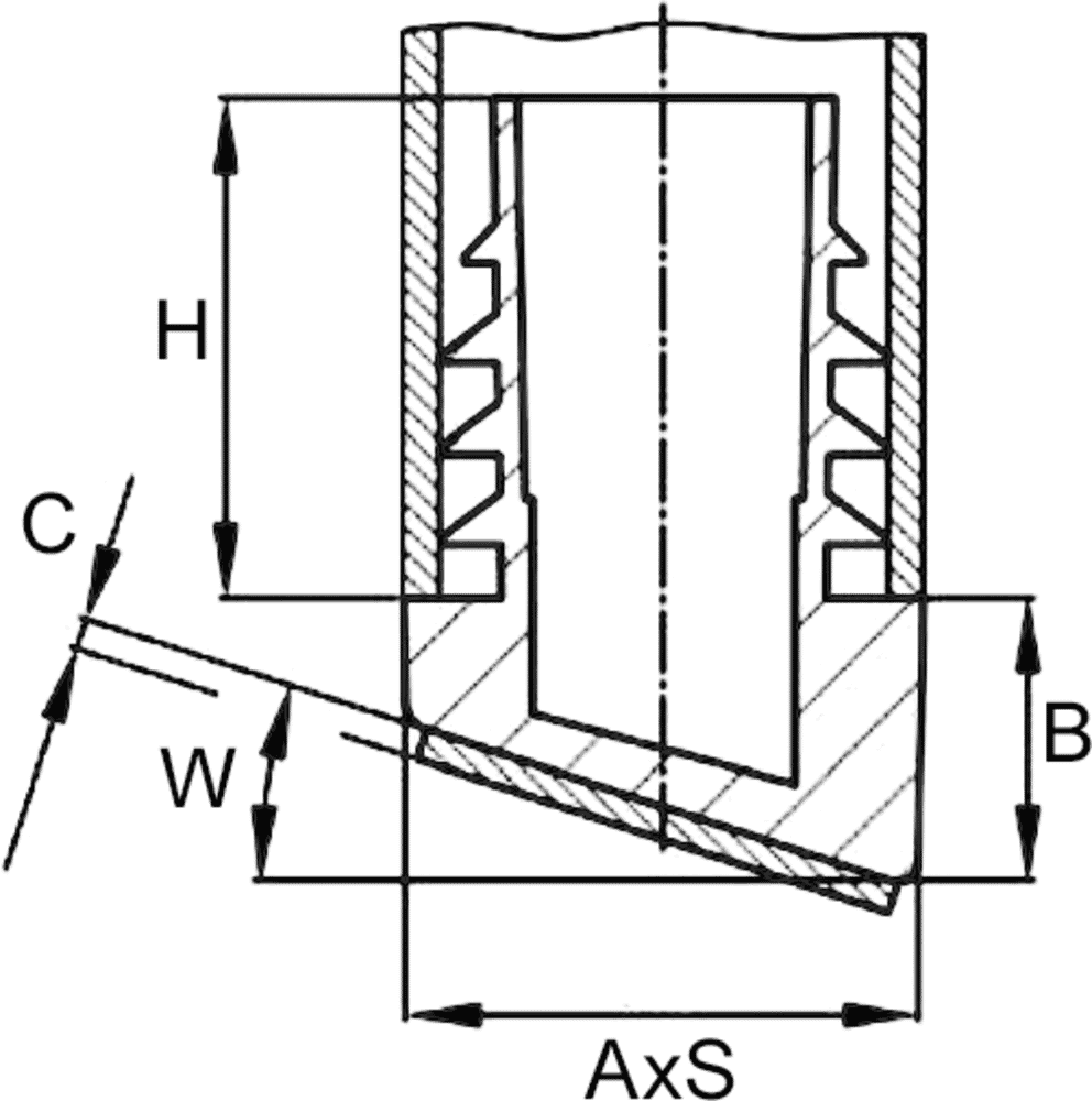 Lamellenstopfen schräg, rund 20x1,5-2, PE, schwarz | emico